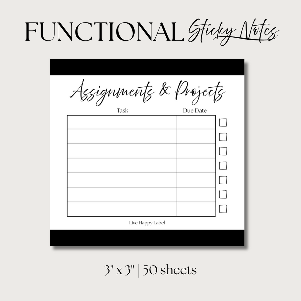 Assignments & Projects | Functional Sticky Notes | 3" x 3" – LiveHappyLabel